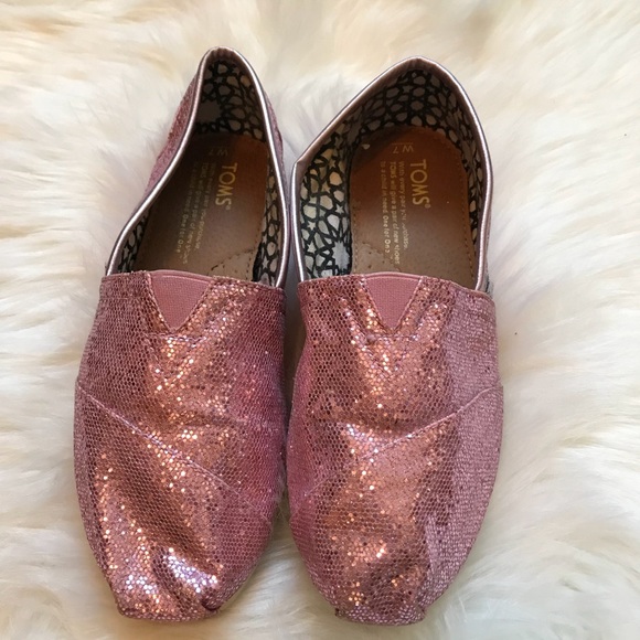 Toms | Shoes | Pink Glitter Toms | Poshmark